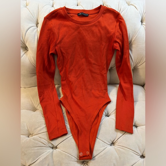 Zara | Tops | Zara Ribbed Bodysuit | Poshmark